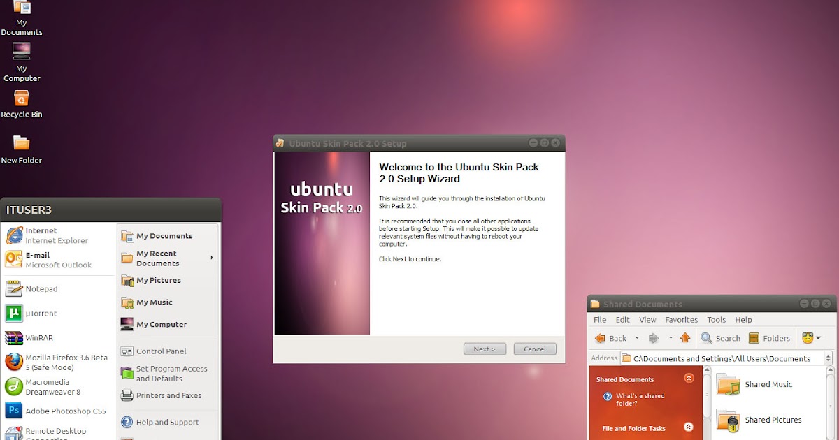 Trasformare Windows Xp in Ubuntu con Ubuntu Skin Pack 2.0